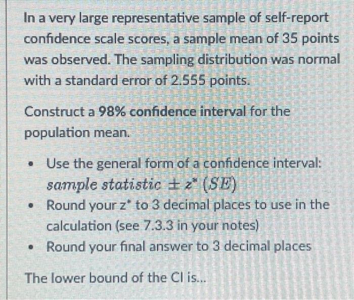 Solved In a very large representative sample of self-report | Chegg.com