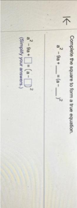 Solved Complete the square to form a true equation. | Chegg.com