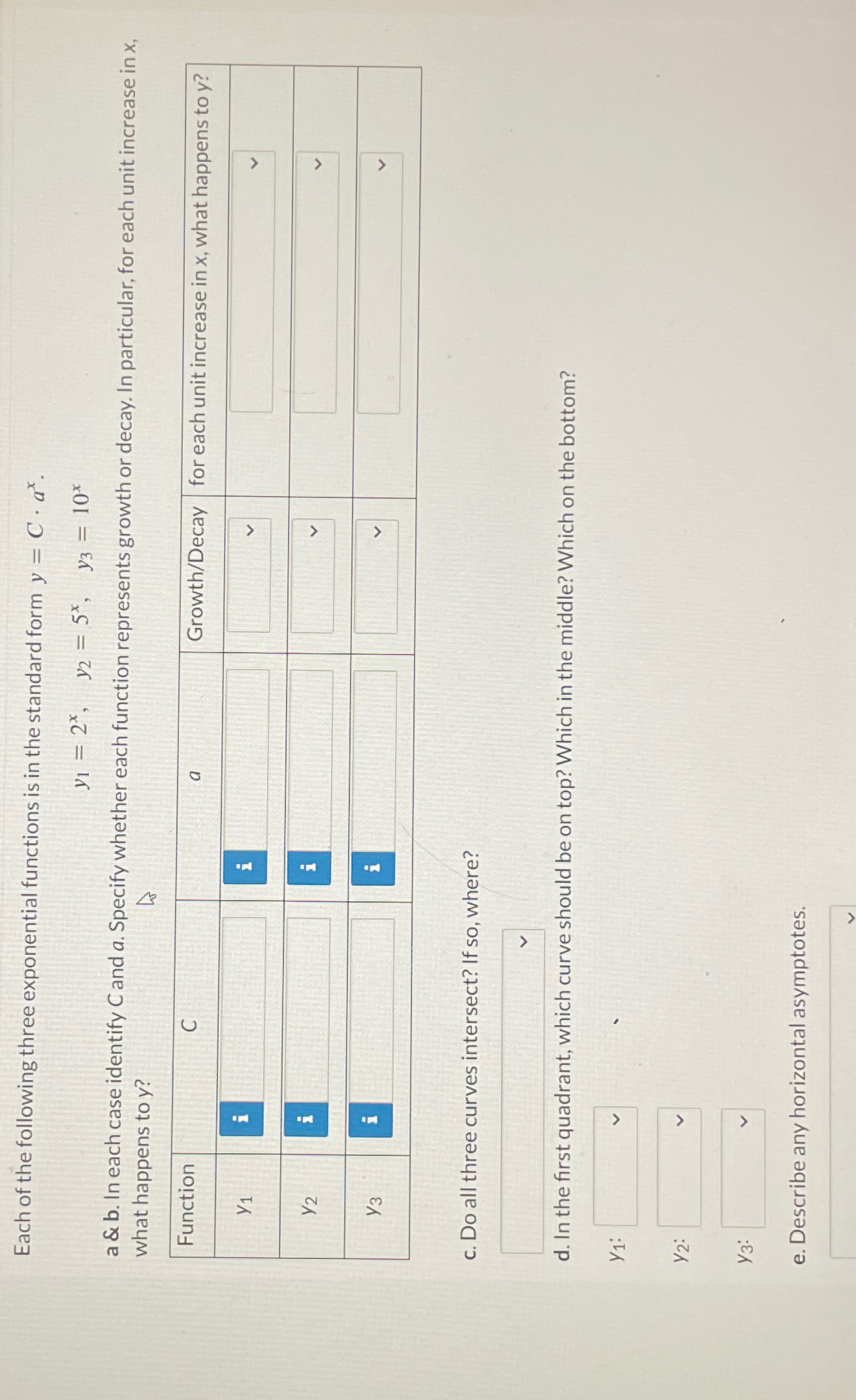 Solved Each of the following three exponential functions is | Chegg.com