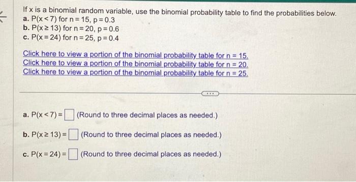 Solved If x is a binomial random variable, use the binomial | Chegg.com