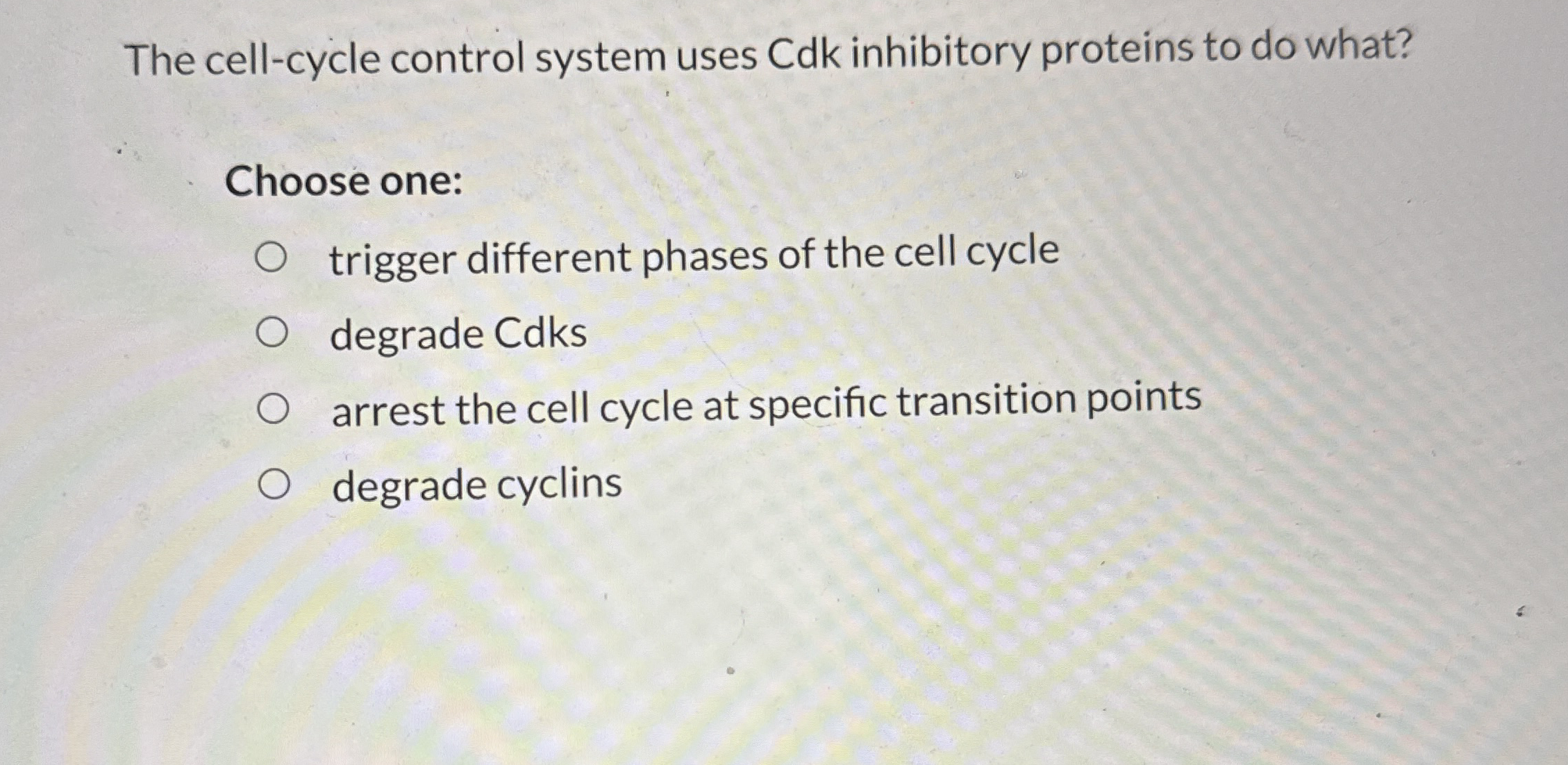 Solved The cell-cycle control system uses Cdk inhibitory | Chegg.com