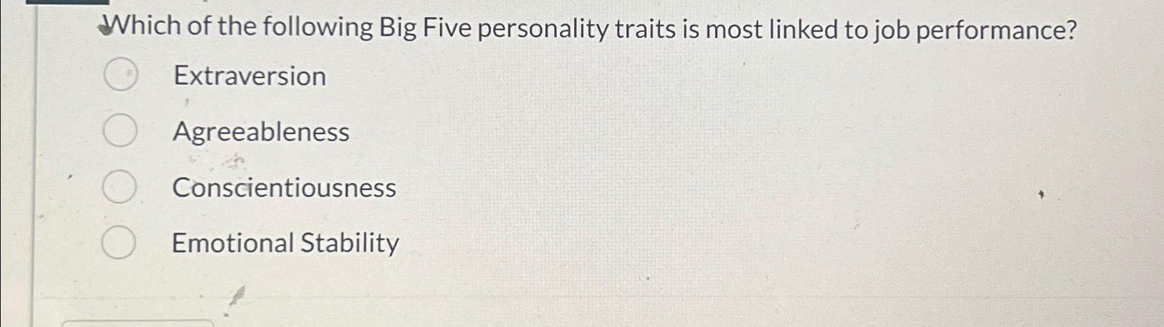 Solved Which of the following Big Five personality traits is | Chegg.com