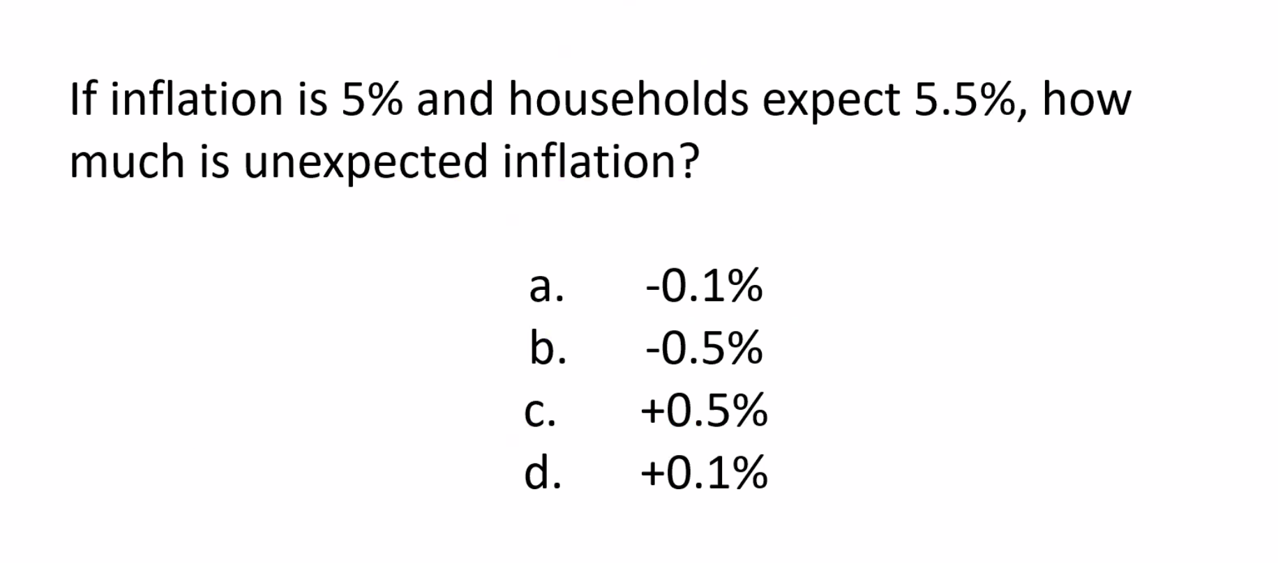 Solved If inflation is 5% ﻿and households expect 5.5%, | Chegg.com