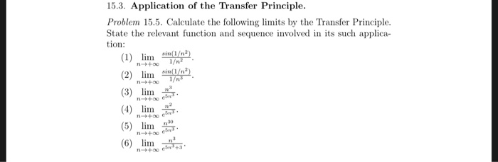 Solved 15.3. Application of the Transfer Principle. Problem | Chegg.com