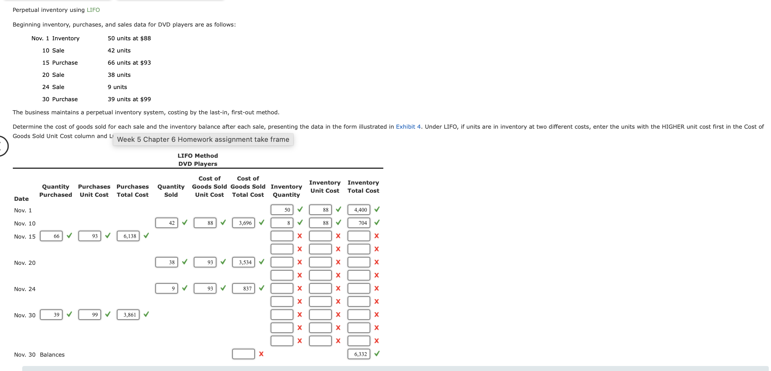Solved Perpetual inventory using LIFO Beginning inventory, | Chegg.com