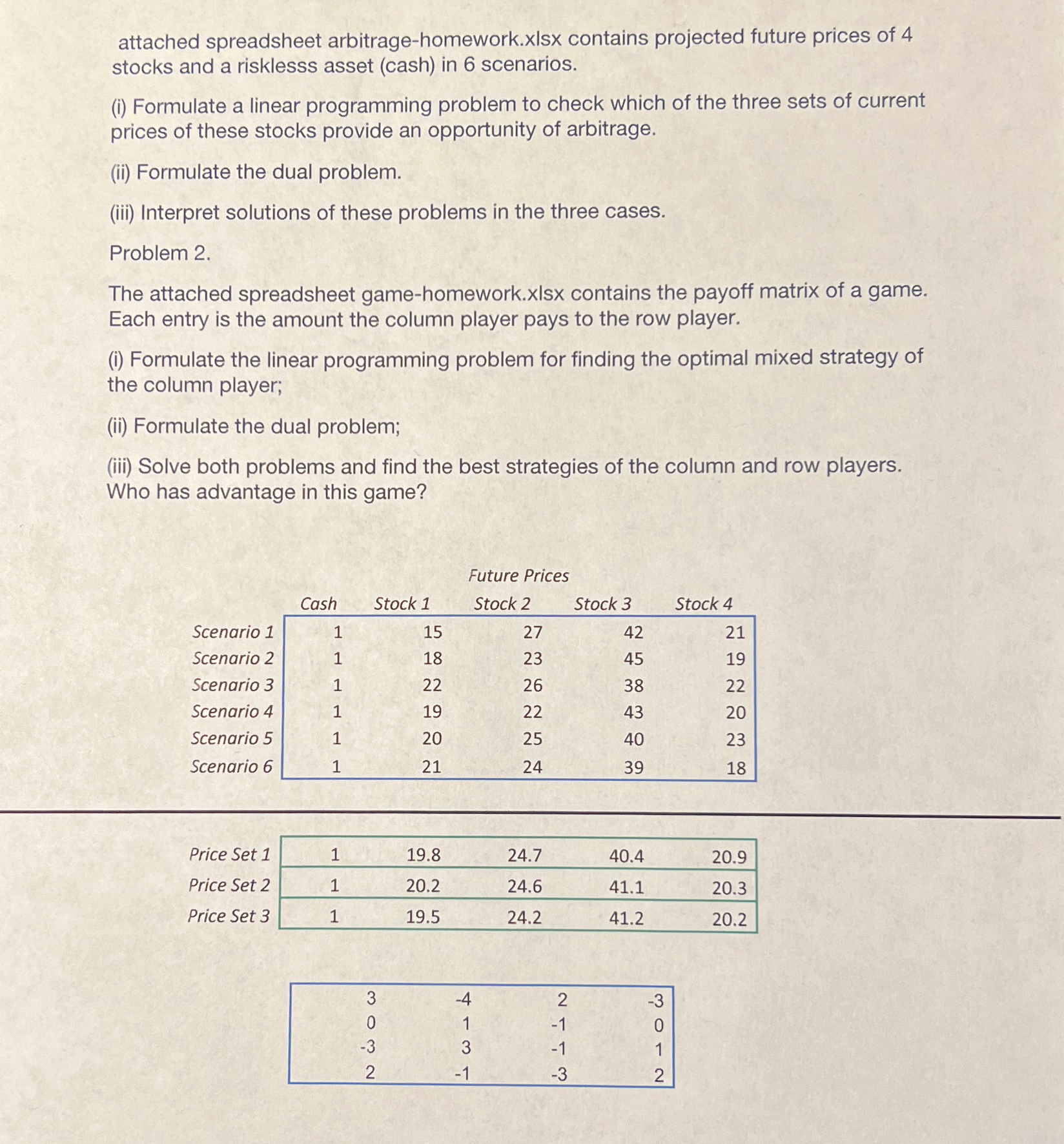Solved attached spreadsheet arbitrage-homework.xIsx contains | Chegg.com