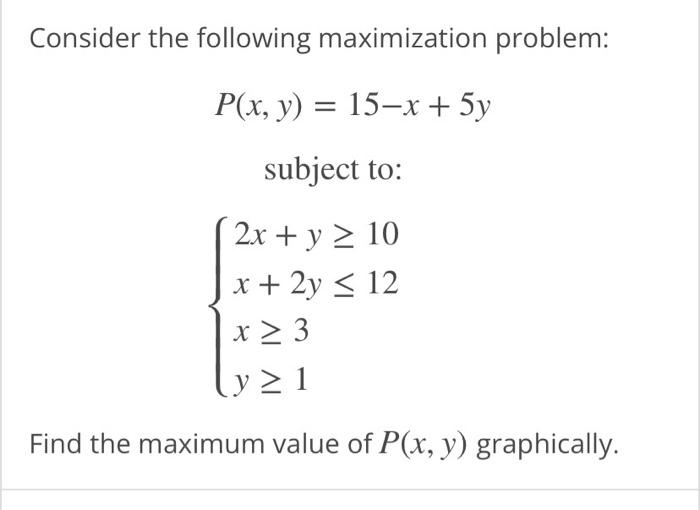 Solved Consider the following maximization problem: | Chegg.com