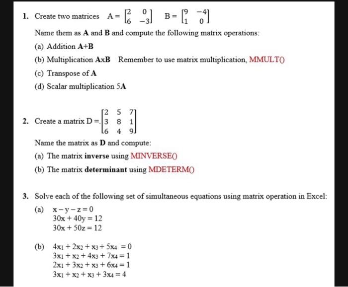 Solved Instructions 1. Open a new Excel Workbook. 2. Solve | Chegg.com