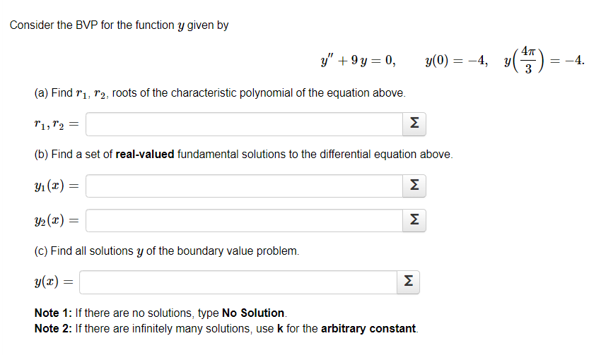 Solved Consider the BVP for the function y ﻿given | Chegg.com