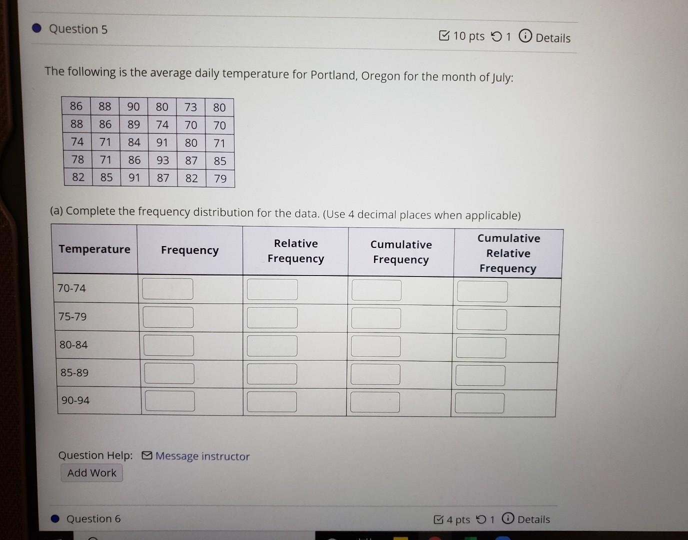 Solved Question 5 10 pts 5 1 0 Details The following is the | Chegg.com