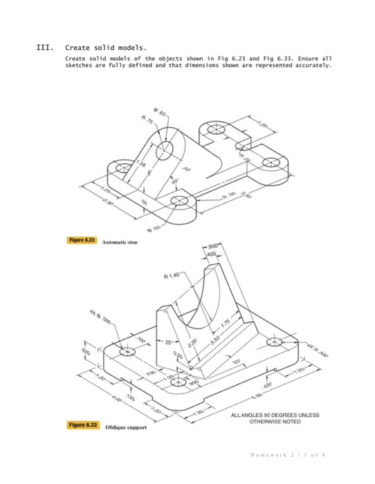 III. Create solid models. Create solid models of the | Chegg.com