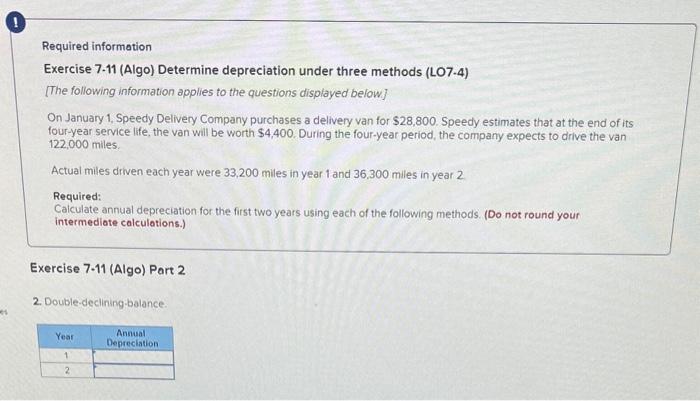 Solved Required information Exercise 7-11 (Algo) Determine | Chegg.com