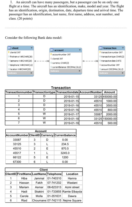 Solved 1. An aircraft can have many passengers, but a | Chegg.com