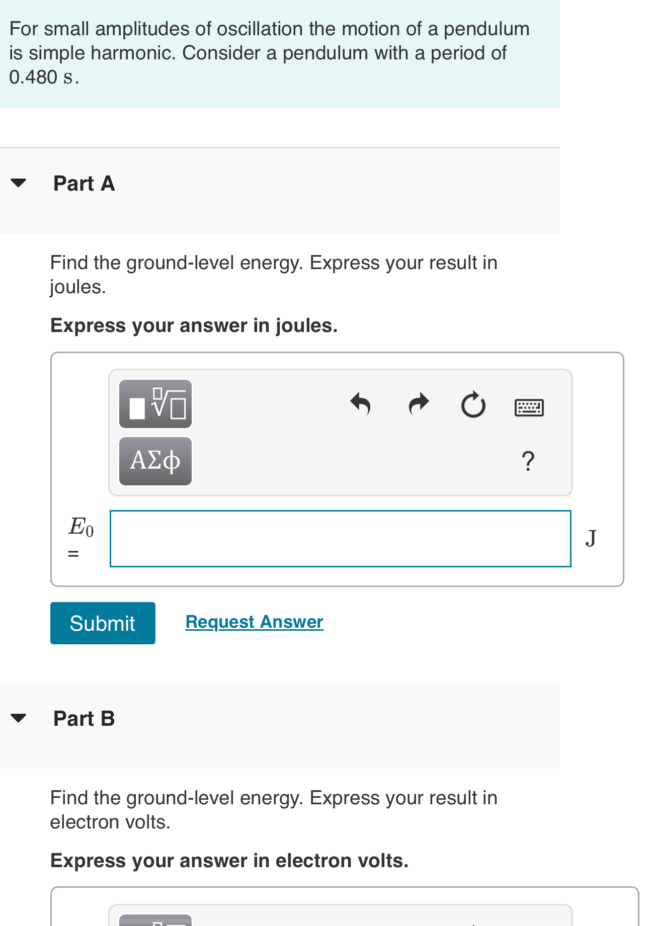 Solved For small amplitudes of oscillation the motion of a | Chegg.com