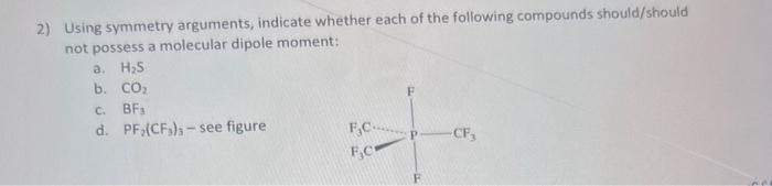 Solved 2) Using symmetry arguments, indicate whether each of | Chegg.com