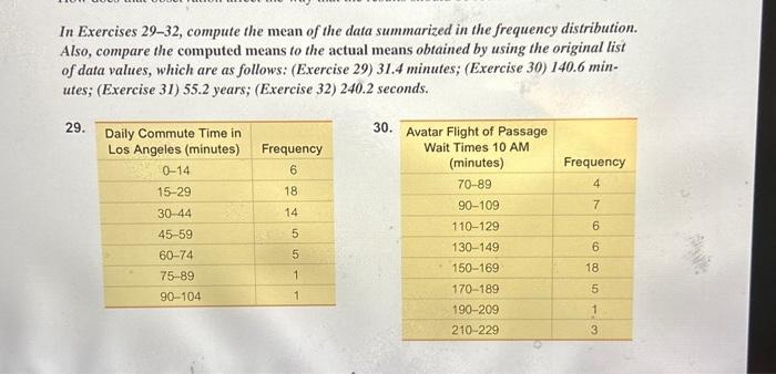 Solved In Exercises 29-32, compute the mean of the data | Chegg.com