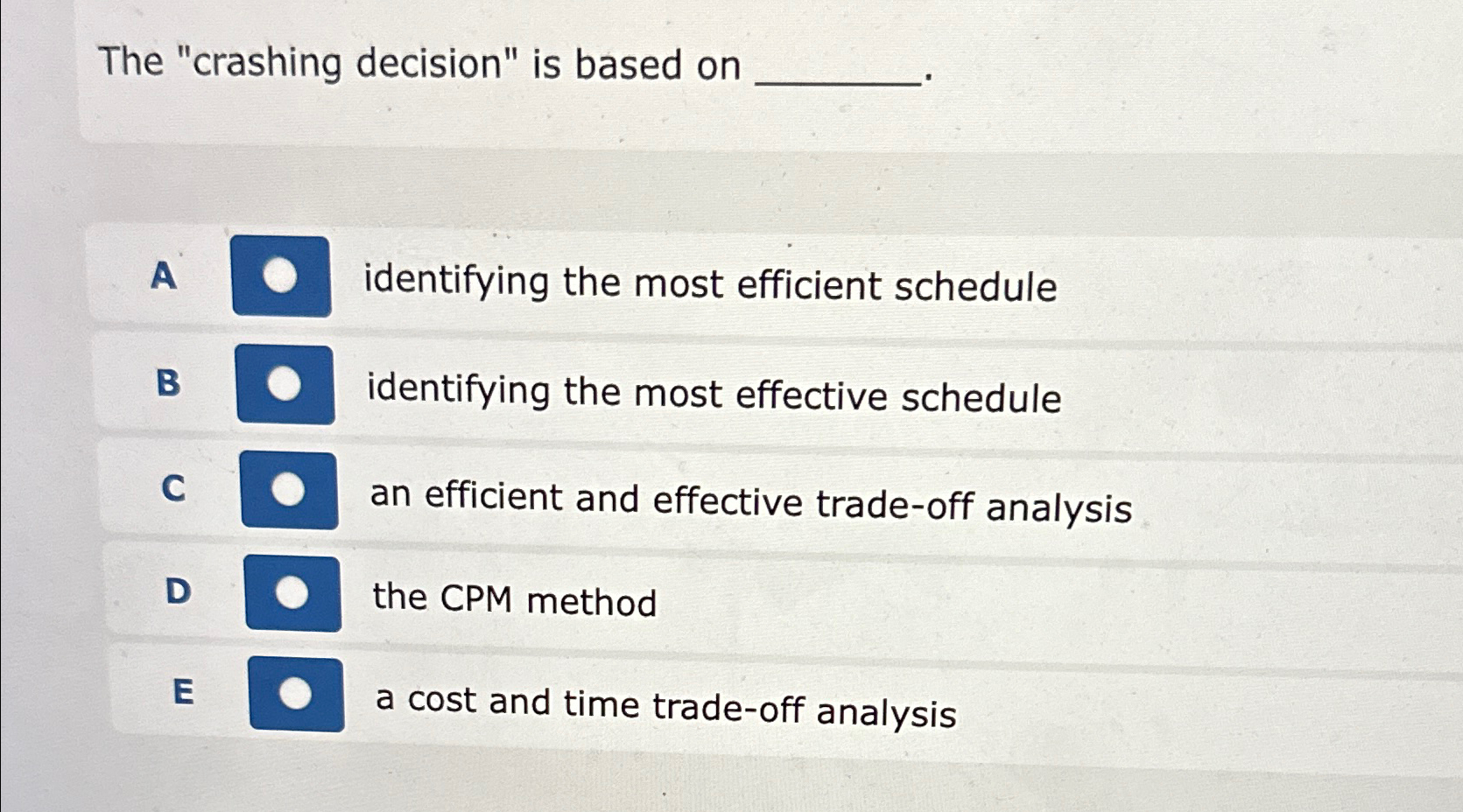 Solved The "crashing decision" is based onA identifying the | Chegg.com