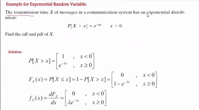 Solved Example for Exponential Random Variable. The | Chegg.com