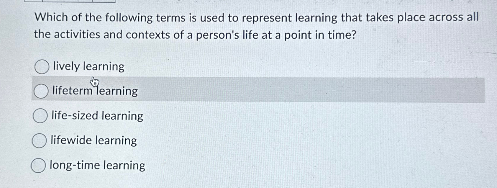 Solved Which of the following terms is used to represent | Chegg.com