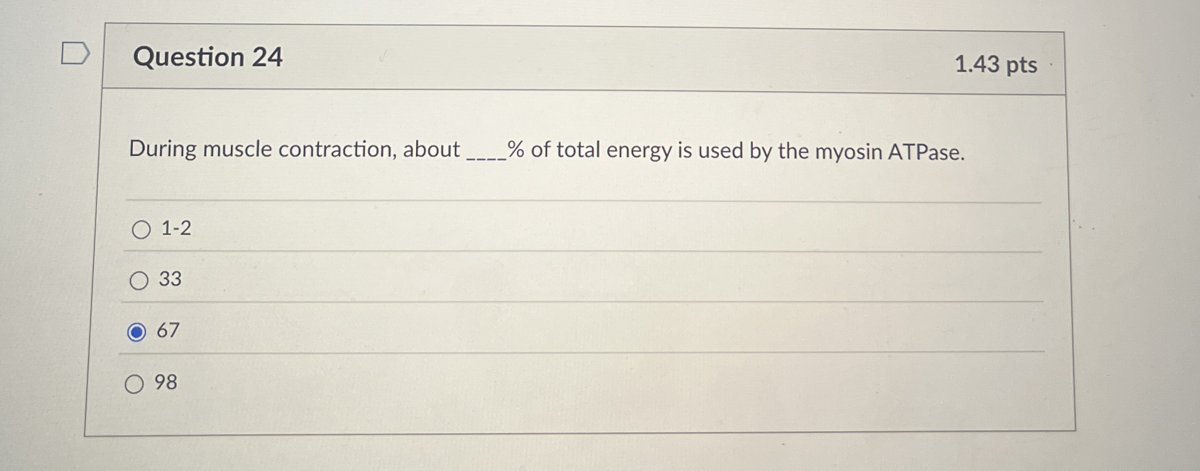 Solved Question 241.43 ﻿ptsDuring muscle contraction, about | Chegg.com