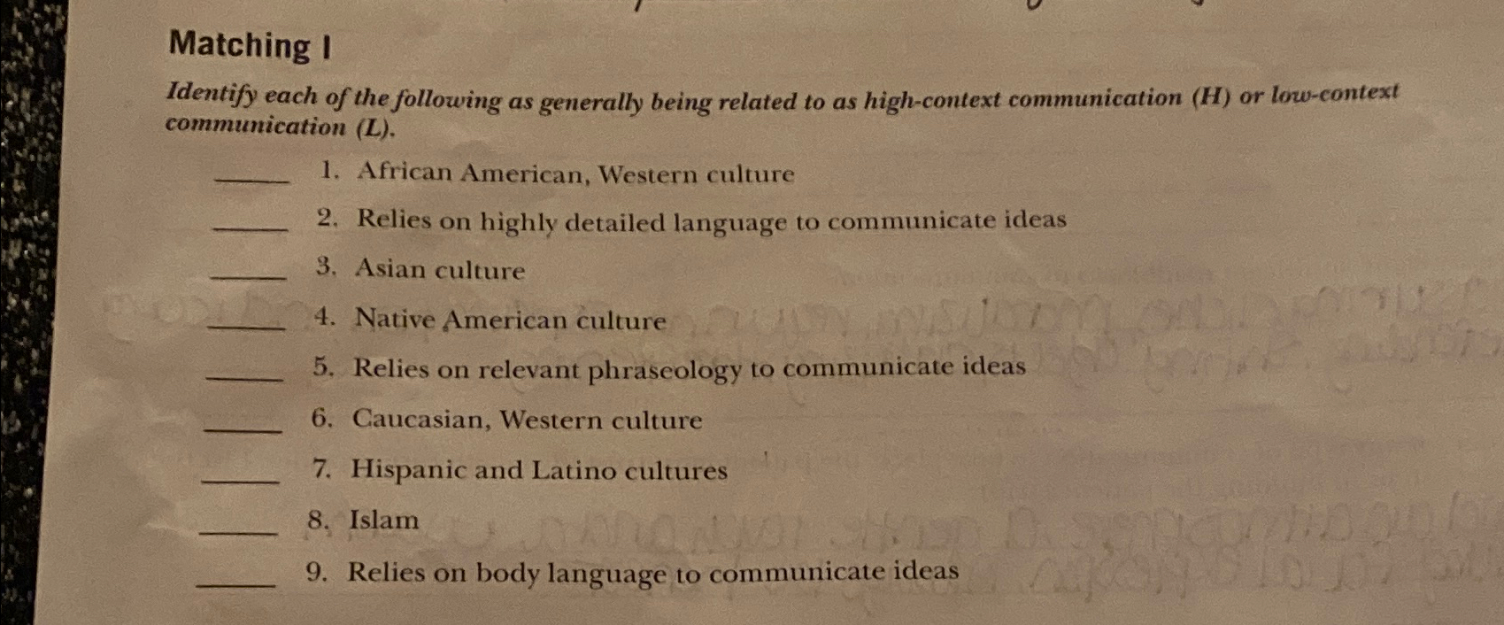 Solved Matching IIdentify each of the following as generally | Chegg.com
