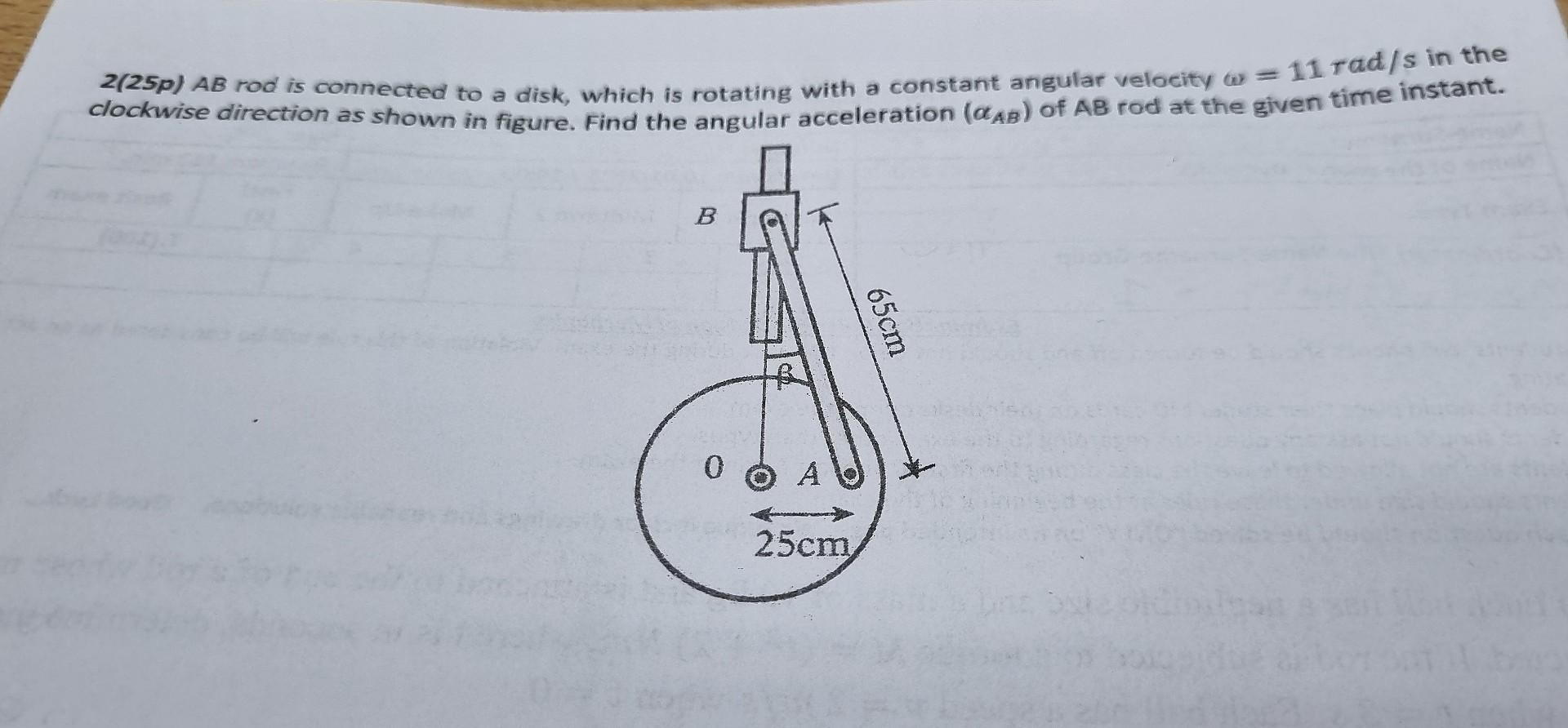 Solved 2(25p) AB rod is connected to a disk, which is | Chegg.com