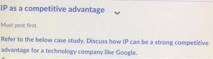 Solved IP as a competitive advantage Must post first Refer | Chegg.com