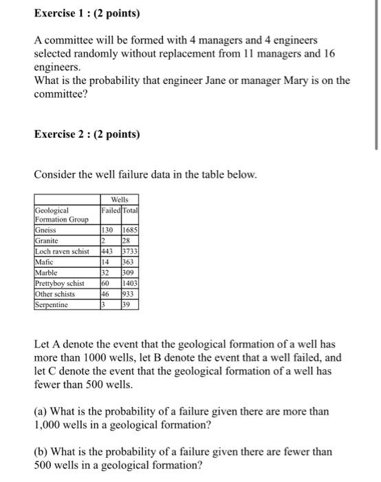 Solved Exercise 1: ( 2 points) A committee will be formed | Chegg.com Solved Exercise 1: ( 2 points) A committee will be formed | Chegg.com