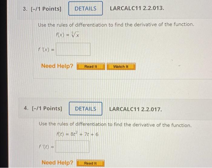 Solved Use the rules of differentiation to find the | Chegg.com