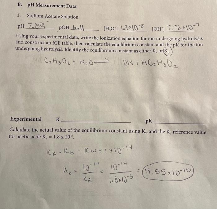 Solved Using your experimental data, write the ionization | Chegg.com