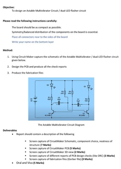 Objective: To design an Astable Multivibrator Circuit | Chegg.com