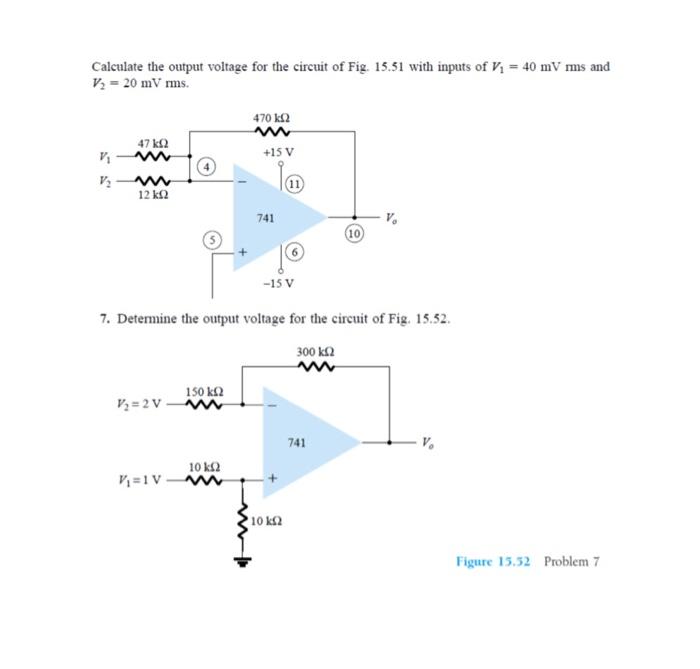 Solved Calculate the output voltage for the circuit of Fig. | Chegg.com