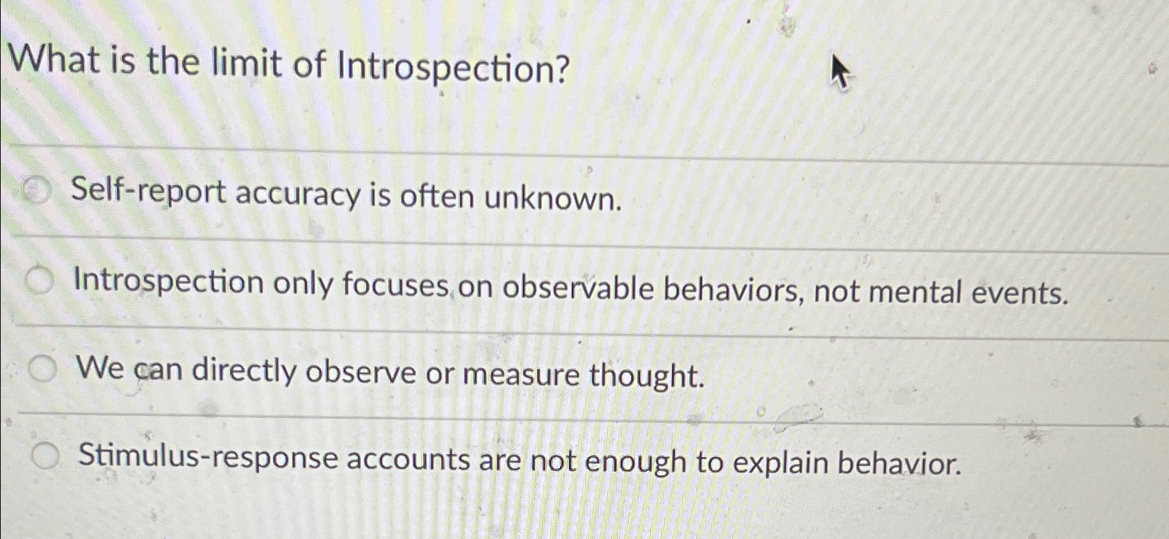 Solved What is the limit of Introspection?Self-report | Chegg.com