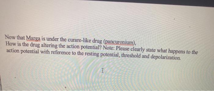 Solved Now that Marga is under the curare-like drug | Chegg.com