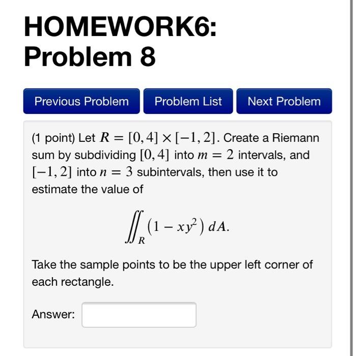 Solved HOMEWORK6: Problem 8 Previous Problem Problem List | Chegg.com Solved HOMEWORK6: Problem 8 Previous Problem Problem List | Chegg.com