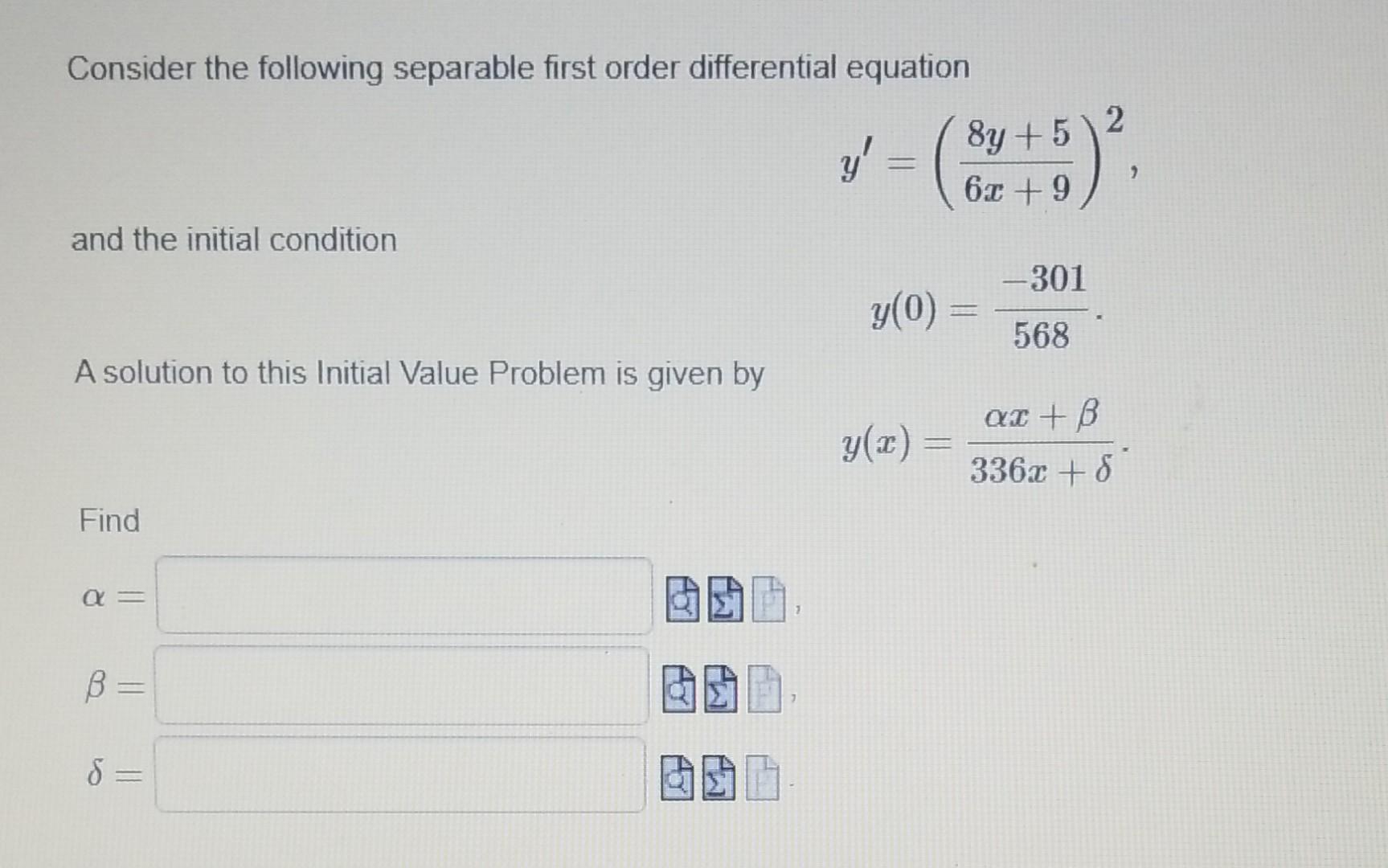 Solved Consider The Following Separable First Order