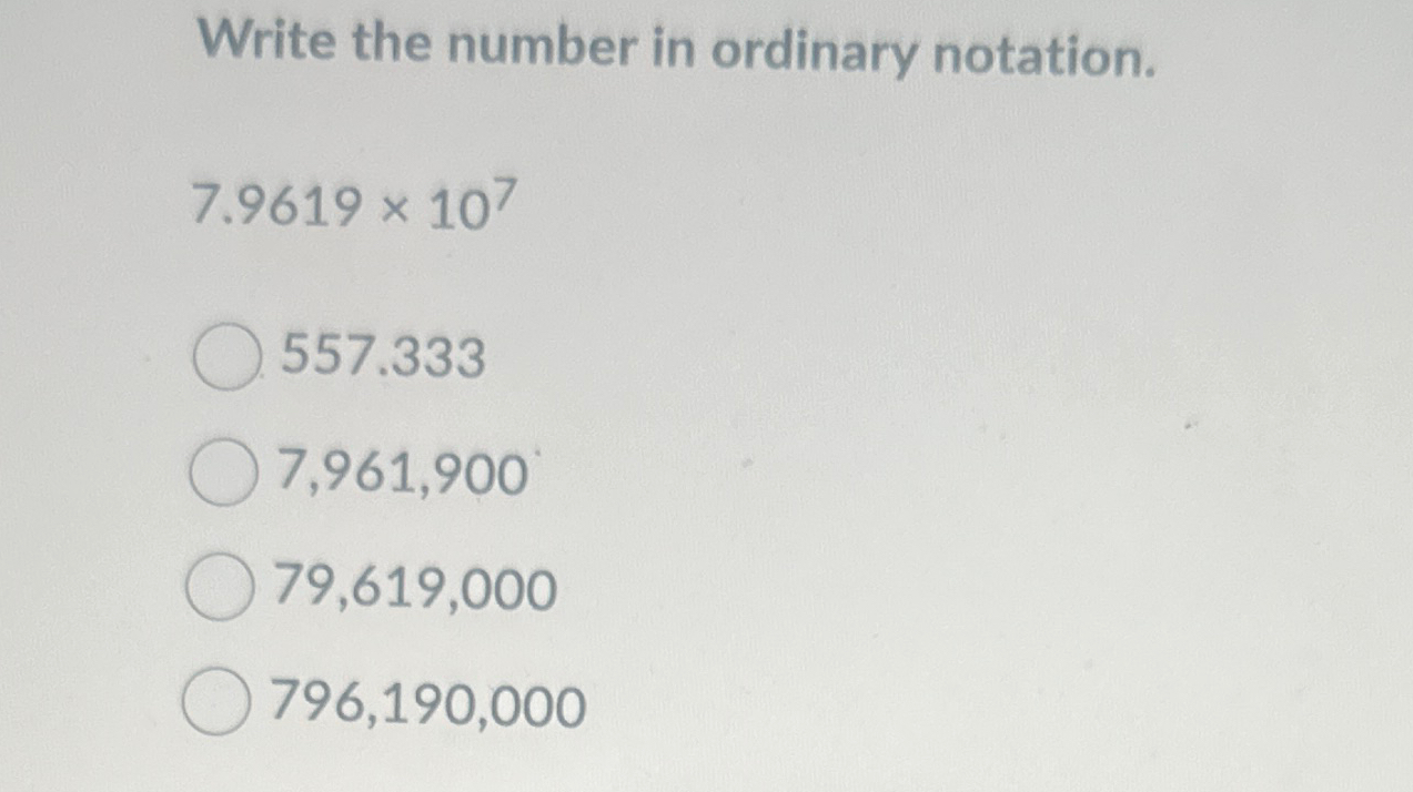 Solved Write the number in ordinary | Chegg.com