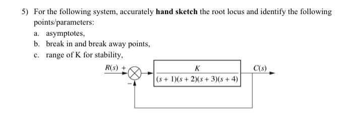Solved 5) For the following system, accurately hand sketch | Chegg.com