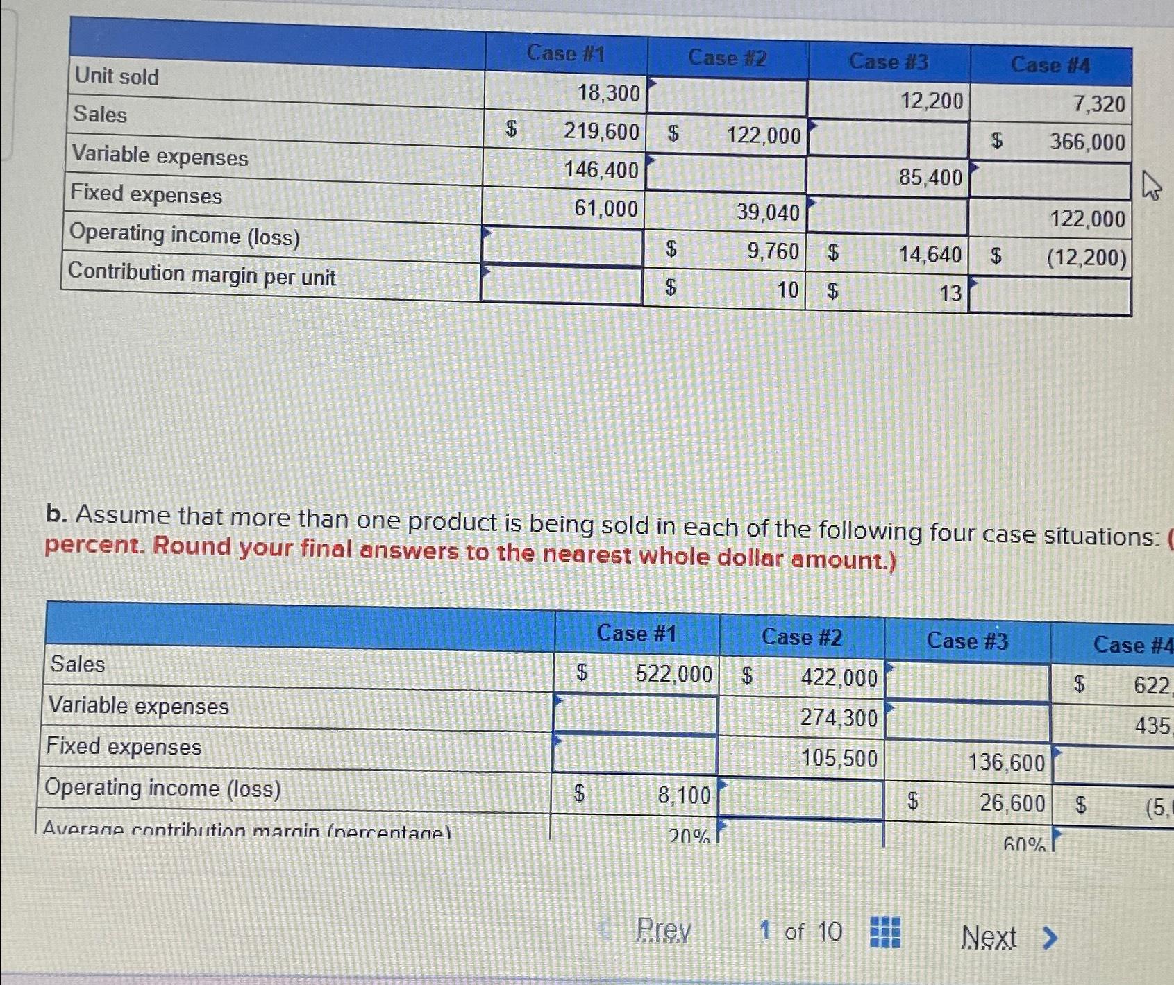 Solved \table[[,Case #1,Case #2,Case #3,Case 114],[Unit | Chegg.com