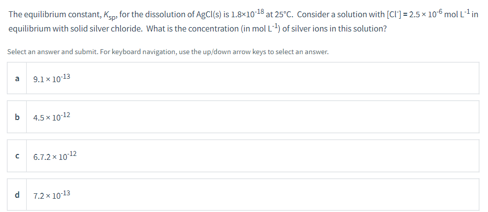 The equilibrium constant, Ksp, ﻿for the dissolution | Chegg.com