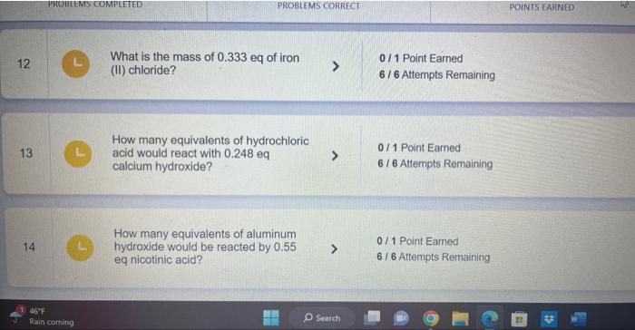 Solved How many equivalents of hydrochloric acid would react | Chegg.com