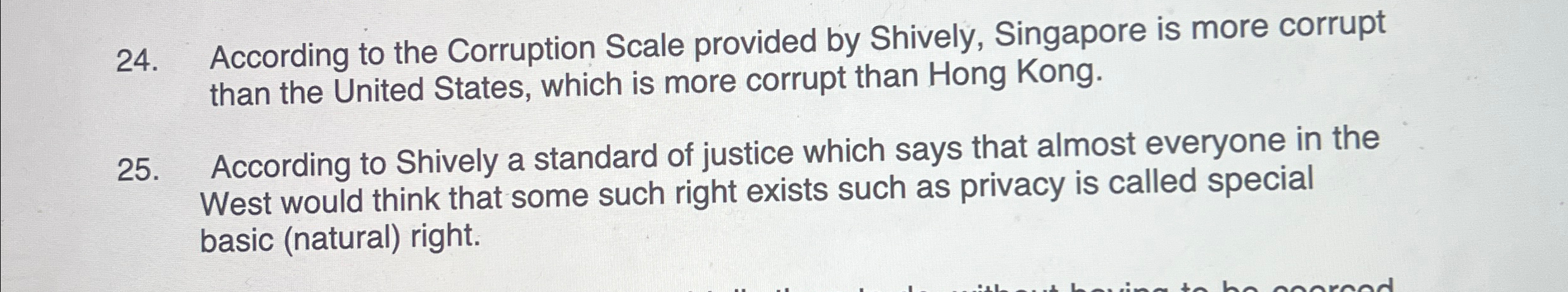 Solved According to the Corruption Scale provided by | Chegg.com