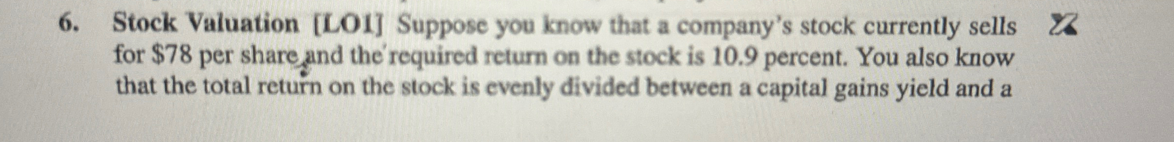 Solved Stock Valuation [LOI] ﻿Suppose you know that a | Chegg.com