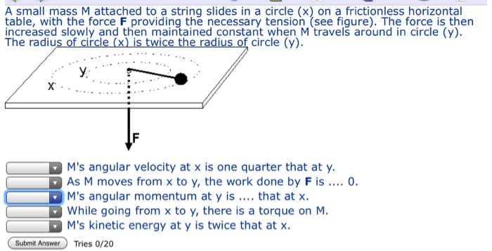 Solved A small mass M attached to a string slides in a | Chegg.com