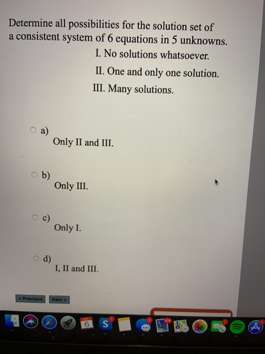 Solved Determine all possibilities for the solution set of a | Chegg.com