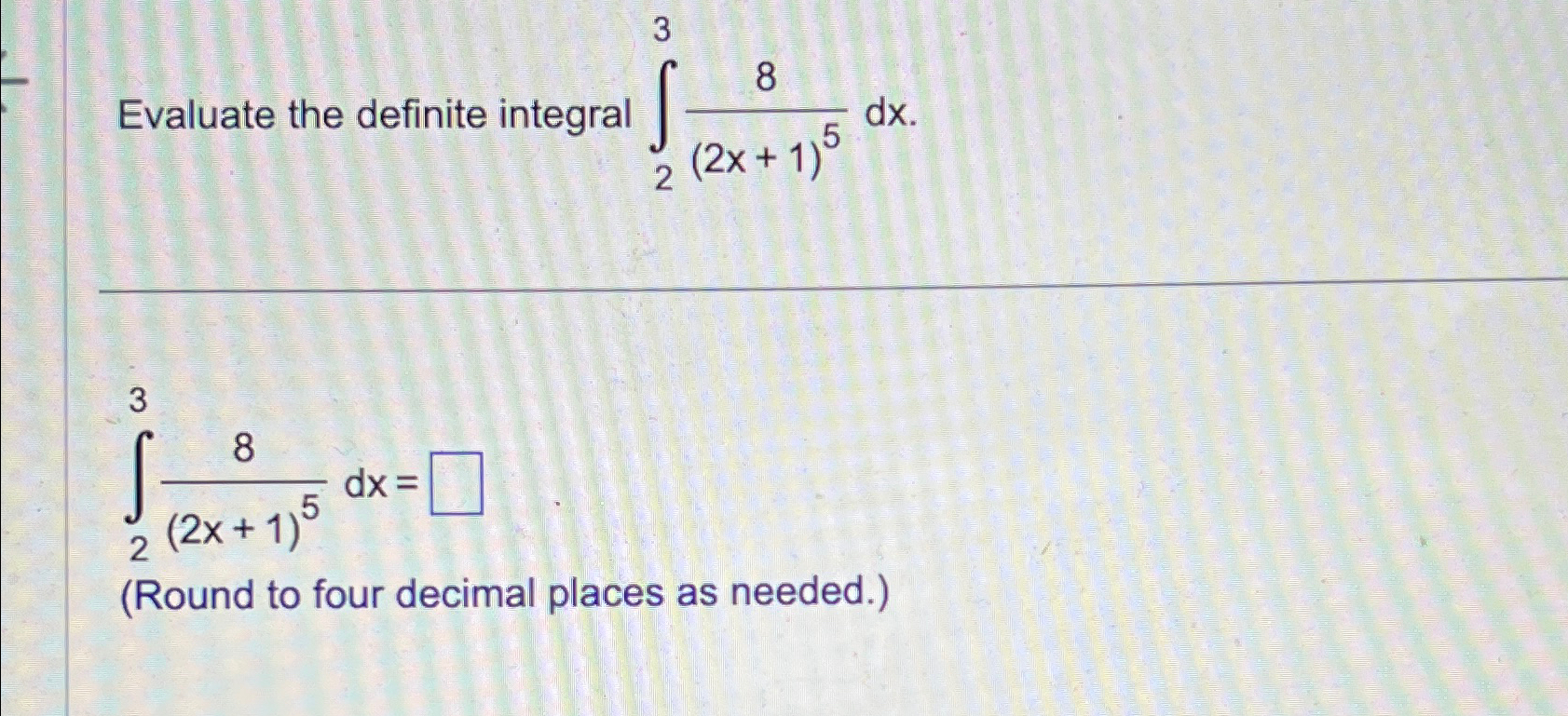 Solved Evaluate the definite integral | Chegg.com