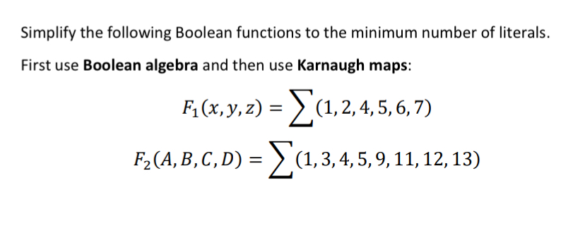 Solved Simplify the following Boolean functions to the | Chegg.com