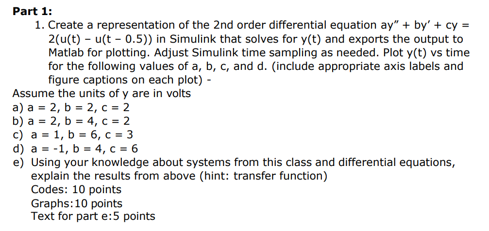 Part 1:Create a representation of the 2 ﻿nd order | Chegg.com