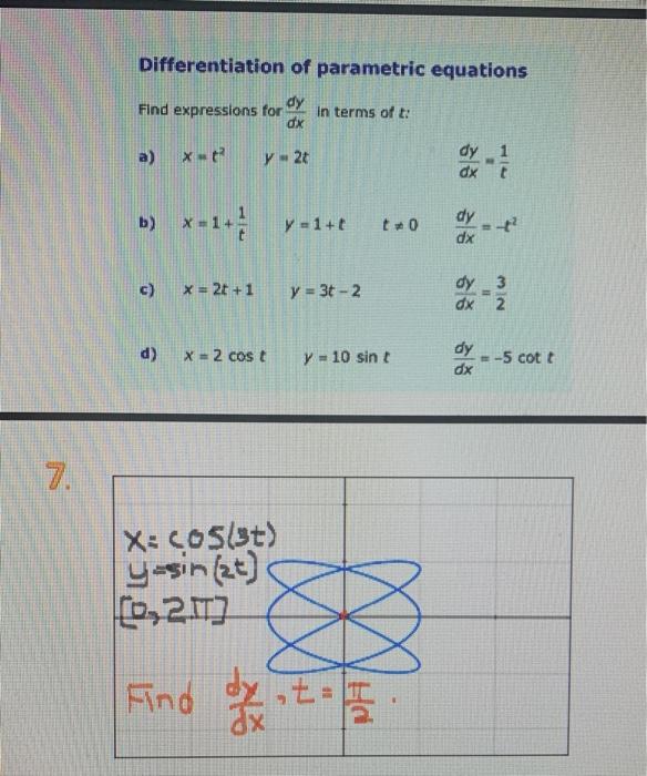 Solved Differentiation of parametric equations Find | Chegg.com