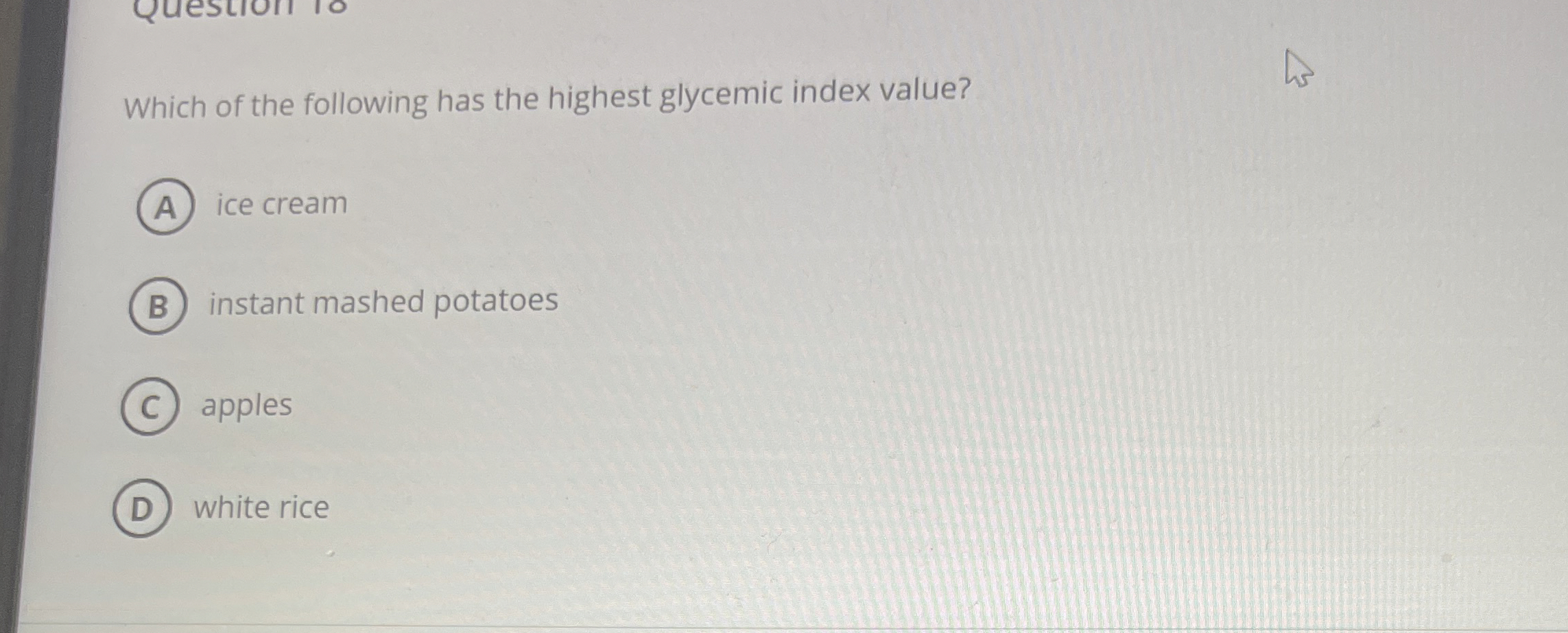 Solved Which of the following has the highest glycemic index | Chegg.com